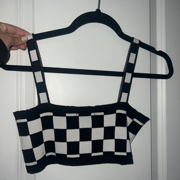 Edikted | Tops | Black And White Checker Crop Top | Poshmark